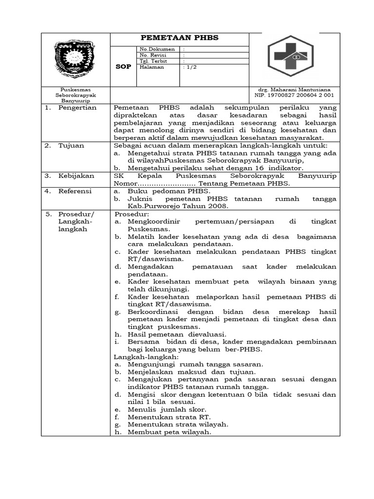 Spo Pemetaan PHBS | PDF