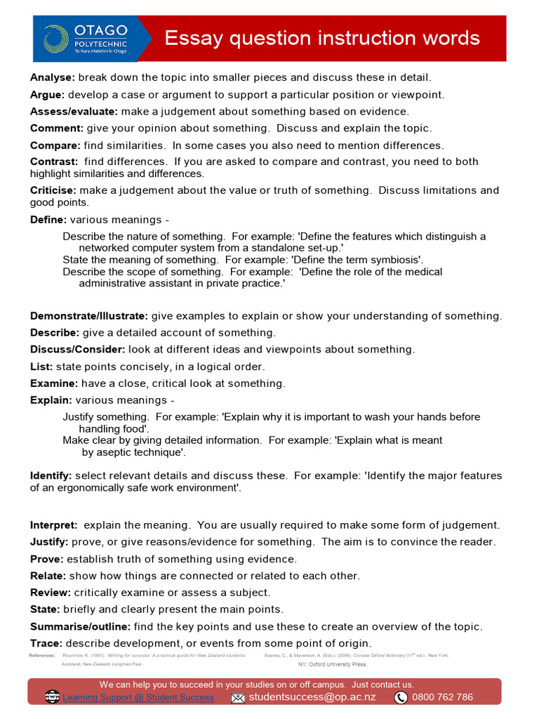 Essay Question Instruction Words | PDF | Essays | Evidence