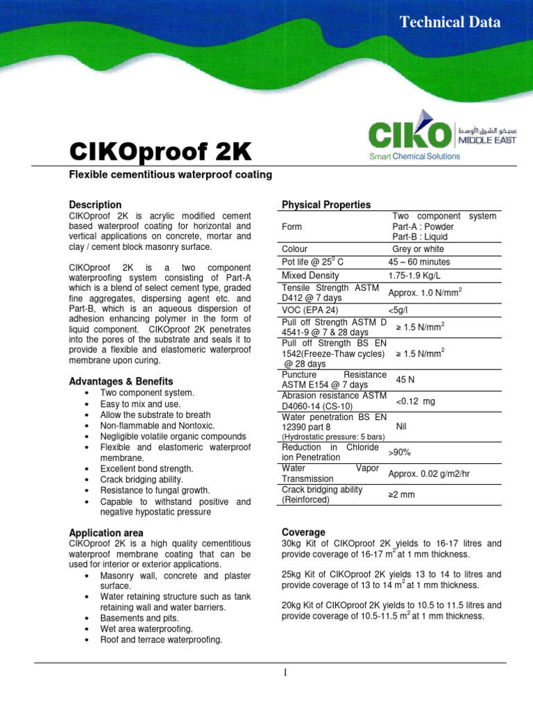 CIKOproof 2K | PDF | Concrete | Cement