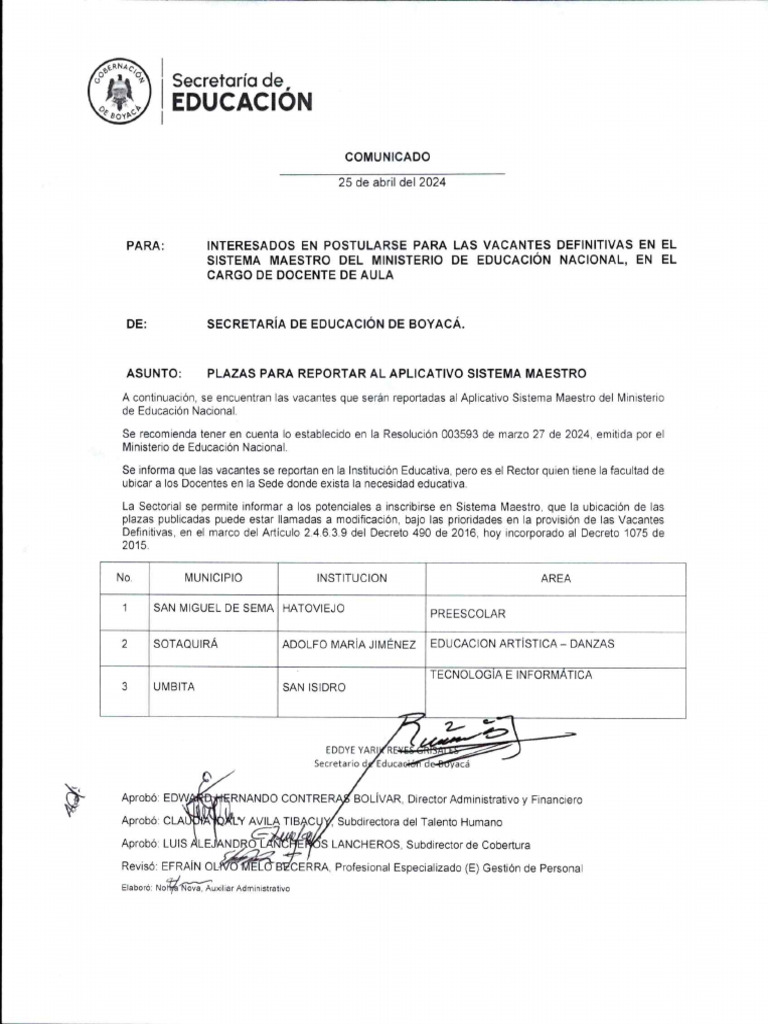 Comunicado Sistema Maestro | PDF