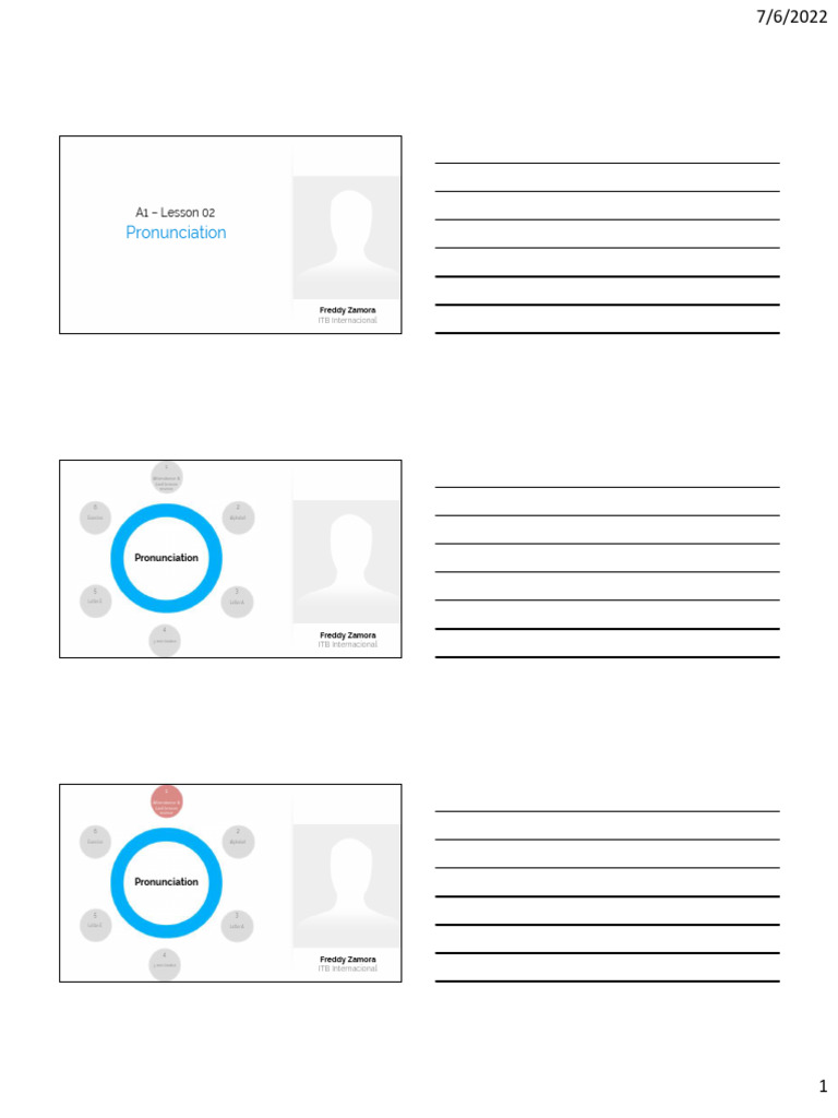 A1 - Lesson 02 - Pronunciation 01 - Notes | PDF | Syllable | Alphabet