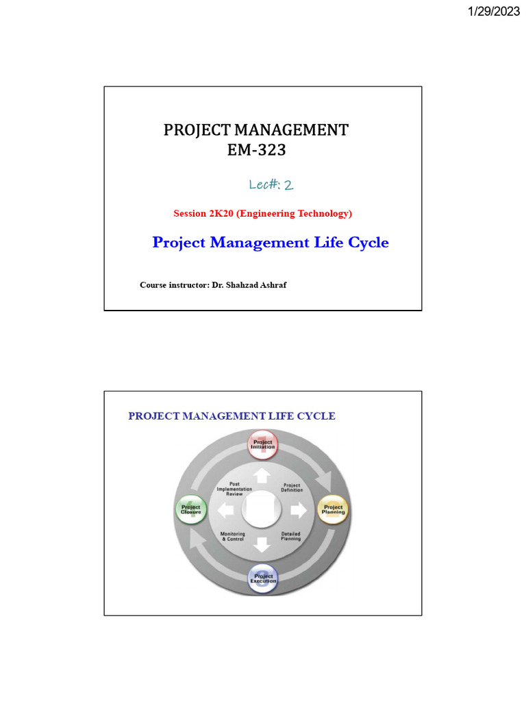 Lecture# 02 Project Management Life Cycle | PDF | Project Management | Risk
