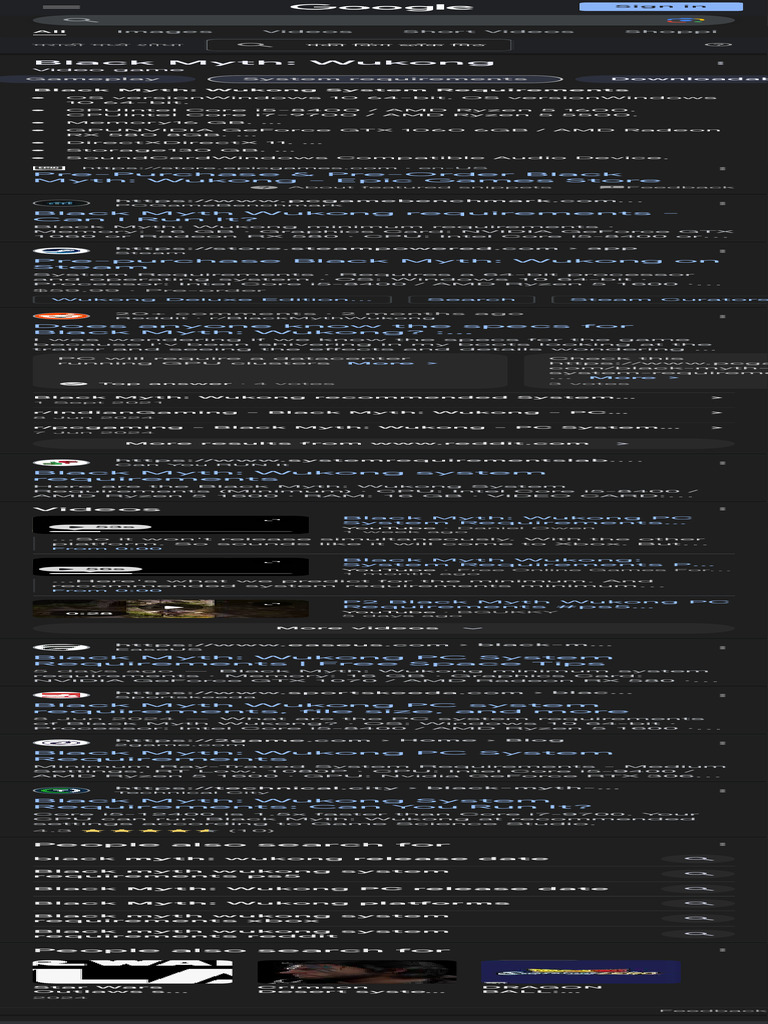 Black Myth: Wukong PC Specs | PDF | Graphics Processing Unit | Office Equipment