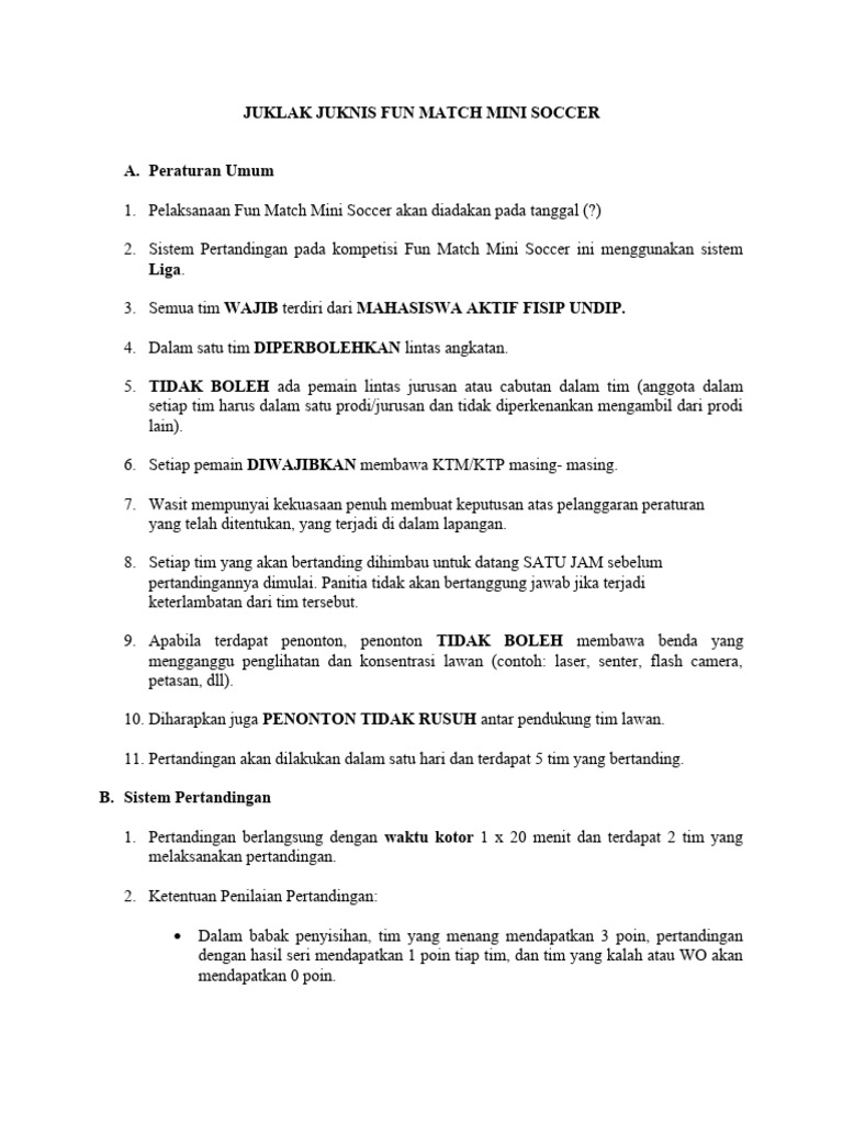 Juklak Juknis Mini Soccer | PDF