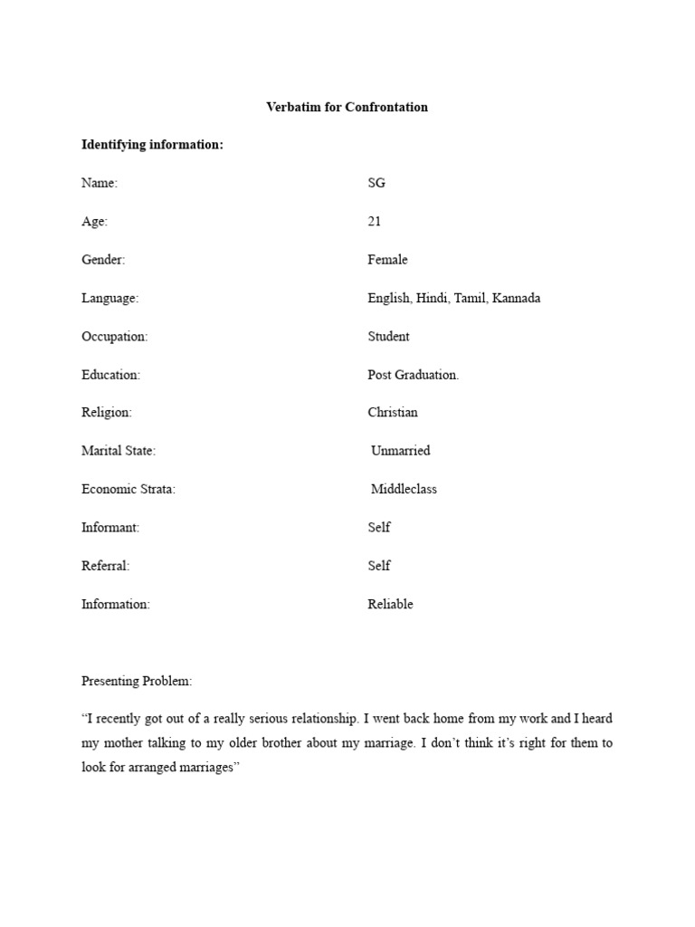 Confrontation Therapy Session Notes | PDF | Psychology