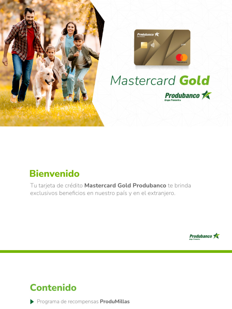 Kit Mastercard Gold Produbanco | PDF | Master Card | Tarjeta de crédito