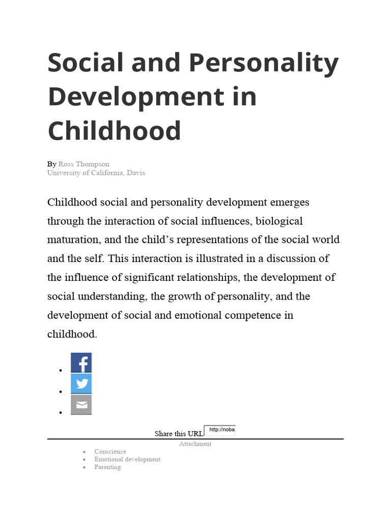 Social 0 Personality Development in Children | PDF | Attachment Theory ...