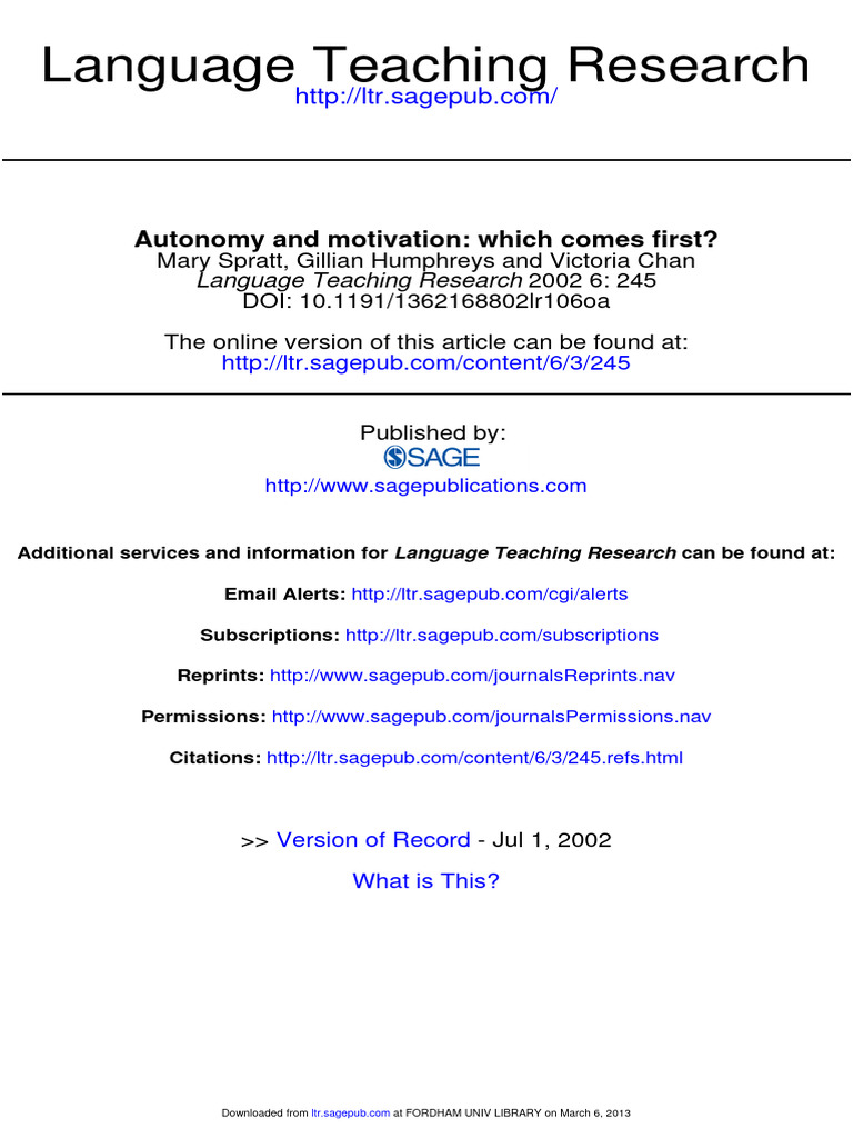 Motivation And Autonomy Pdf Motivational Motivation