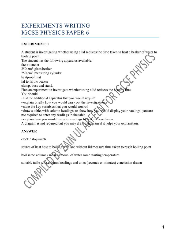 IGCSE Physics ATP Guide by Zainul Arfeen | PDF