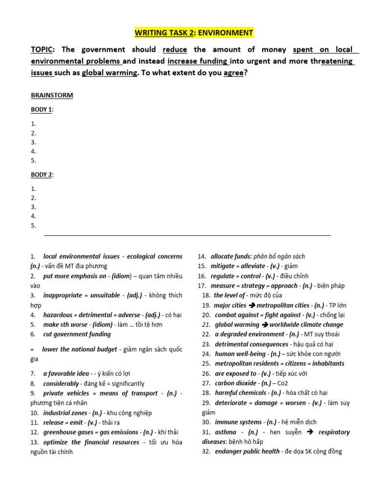 Adv 1 - w2 - Writing Task 2 - Environment | PDF Adv 1 - w2 - Writing Task 2 - Environment | PDF