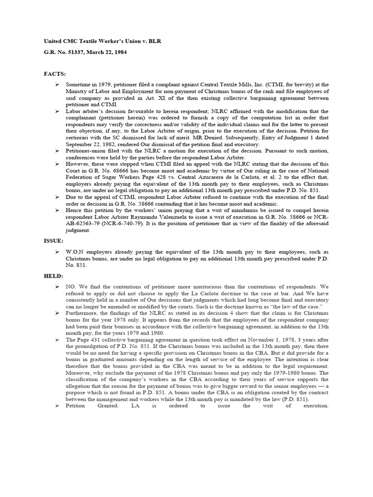 6 United CMC Textile Worker's Union v. BLR | PDF | Justice | Crime ...