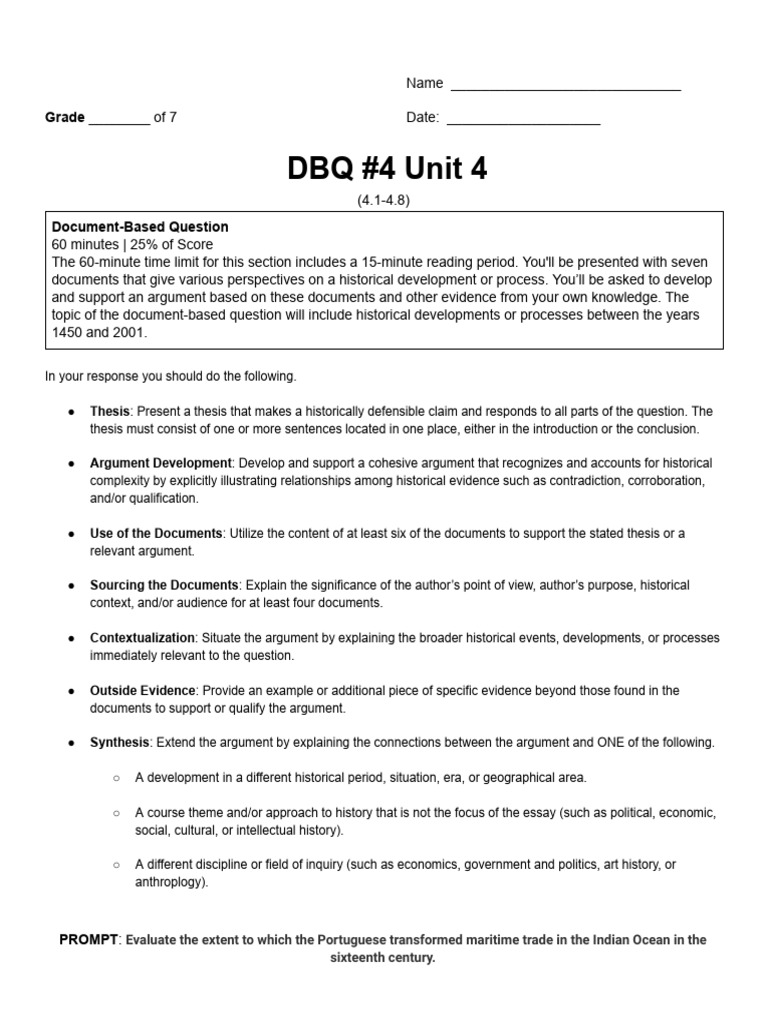 AP History DBQ: Portuguese Trade Impact | PDF | Trade