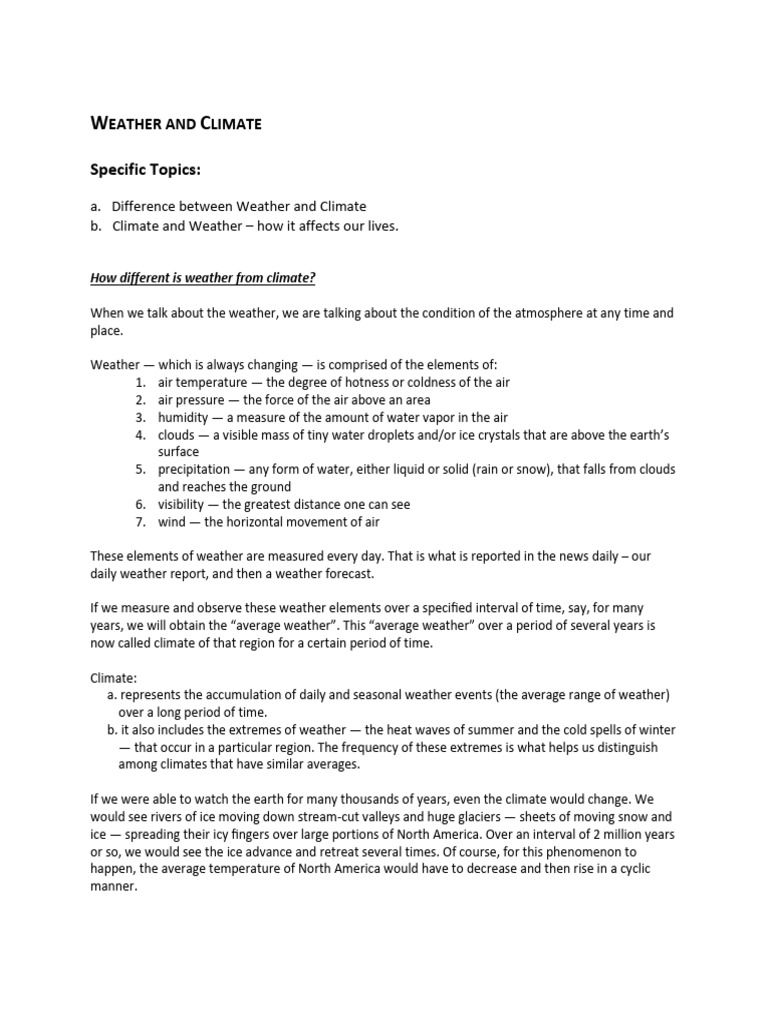 Lecture 06 Weather and Climate | PDF | Weather | Atmosphere Of Earth