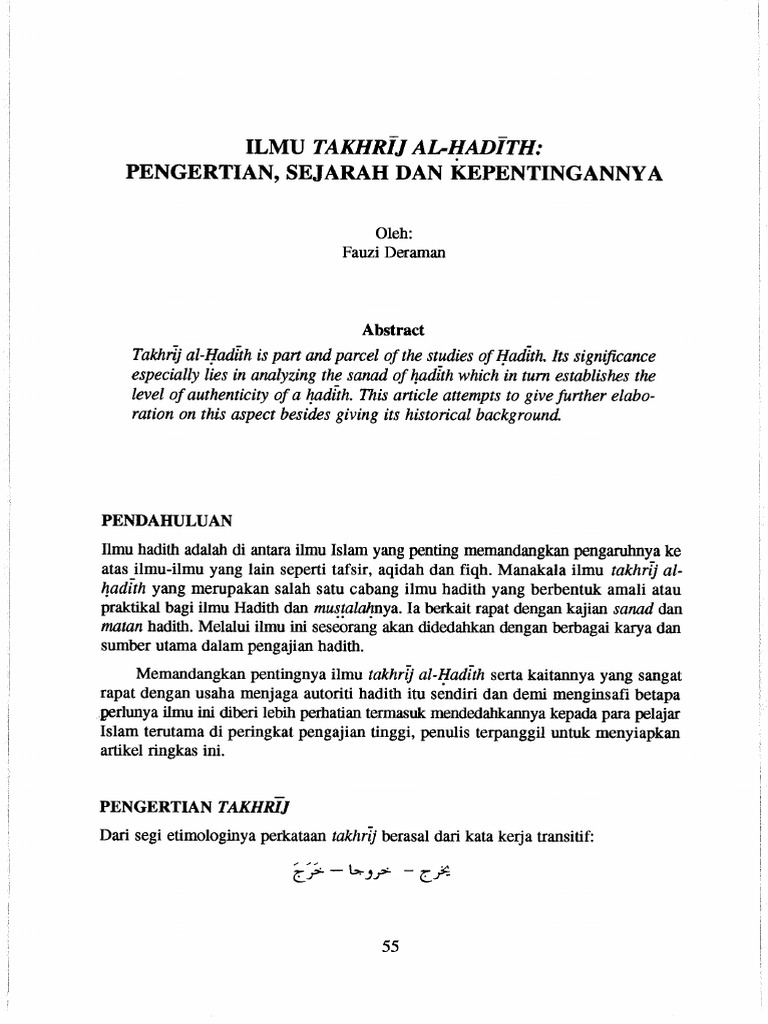 Pentingnya Ilmu Takhrij Al-Hadith | PDF | Agama & Spiritualitas