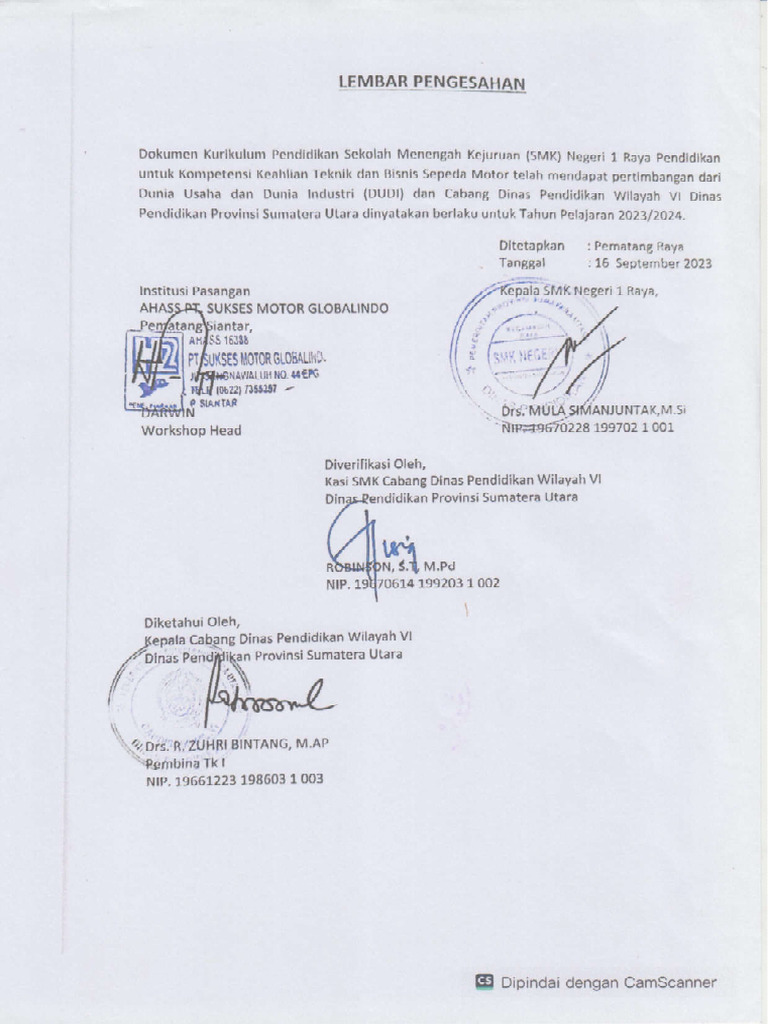 Lembar Pengesahan KOSP 2 | PDF