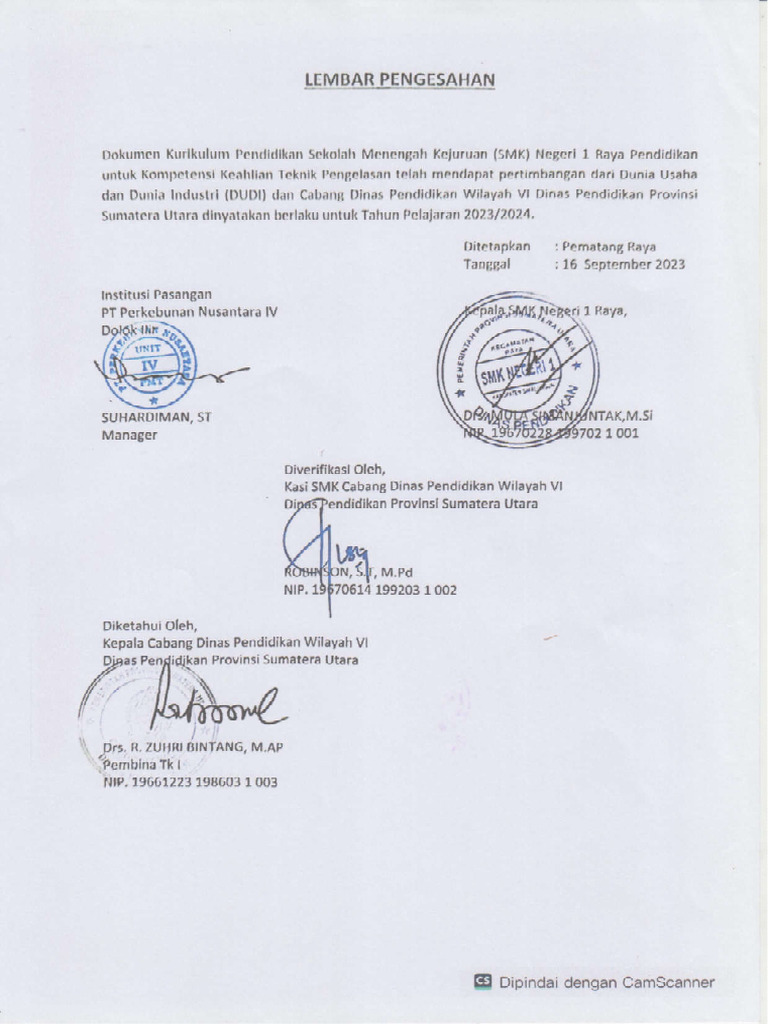 Lembar Pengesahan KOSP 4 | PDF