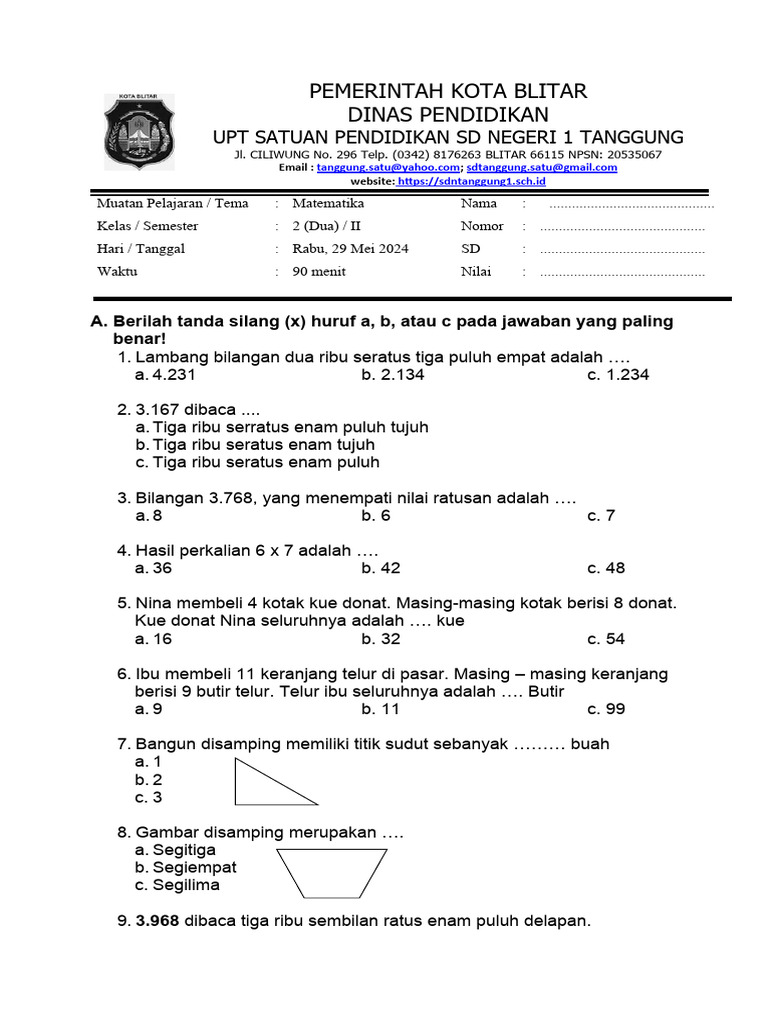 Soal SAS Matematika Kelas | PDF
