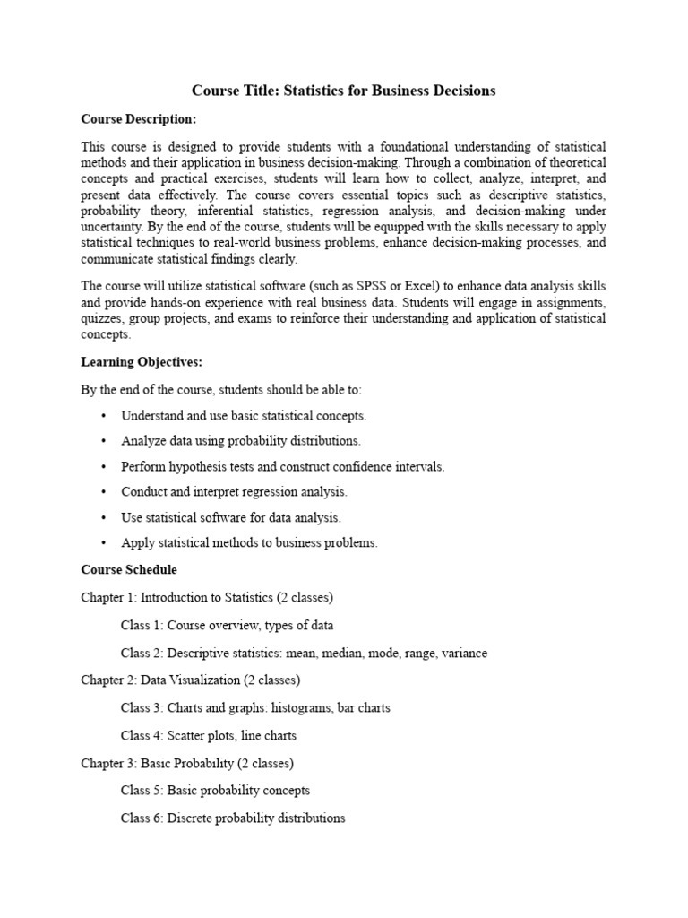 Statistics For Business Decisions | PDF | Statistics | Data Analysis