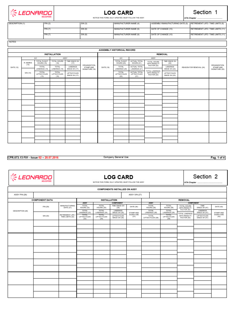 Log Card Soft Copy | PDF | Helicopter | Aviation