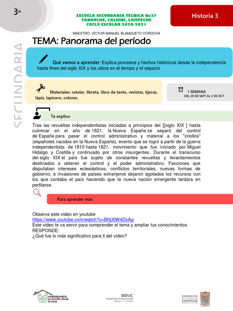 TEMA: Panorama Del Período: Historia 3 | PDF | México | Conspiración