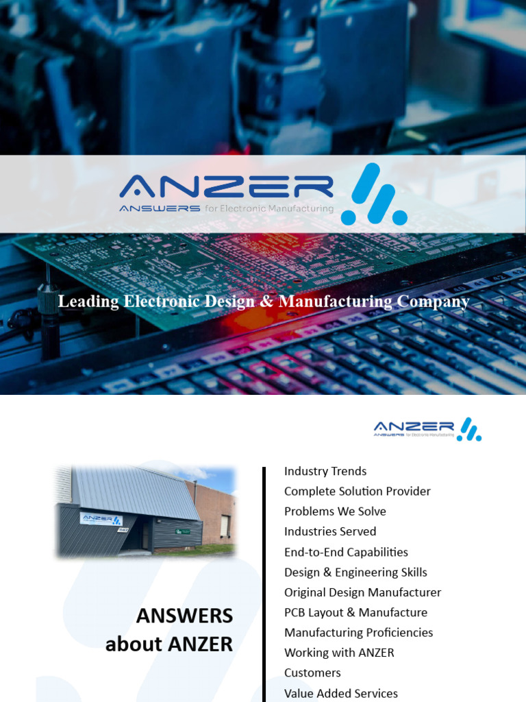 ANZER - Answers For Electronic Manufacturing | PDF | Printed Circuit Board | Supply Chain