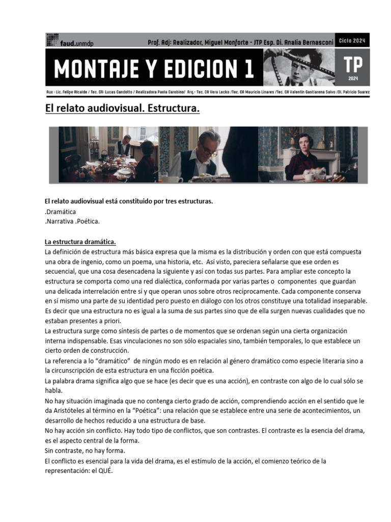 M1 - TP2 El Relato Audiovisual. Estructura 2024 . | PDF | Narración | Poética (Aristóteles)