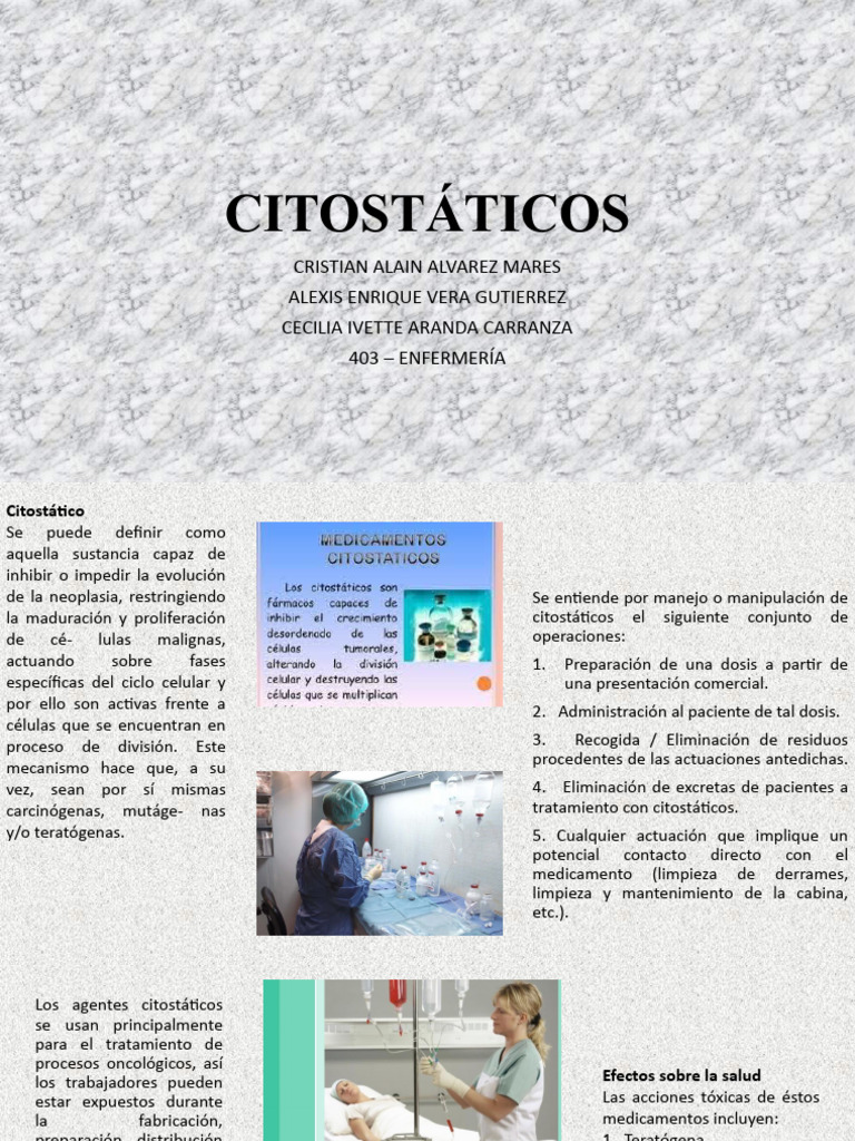 CITOSTÁTICOS | Descargar gratis PDF | Quimioterapia | Terapia intravenosa