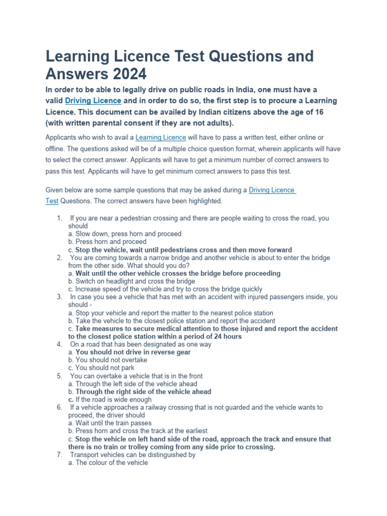 learner license | Download Free PDF | Vehicles | Driving