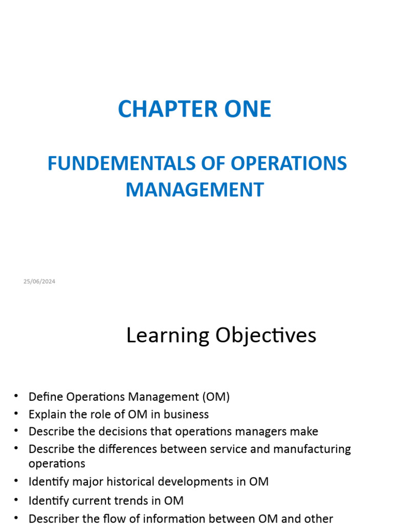 Chapter 1 Overview of Operation Management | PDF | Operations ...