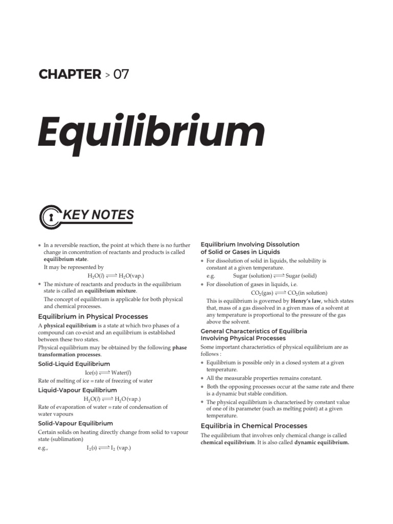 Equilbrium Neet Key Notes | PDF | Chemical Equilibrium | Acid ...