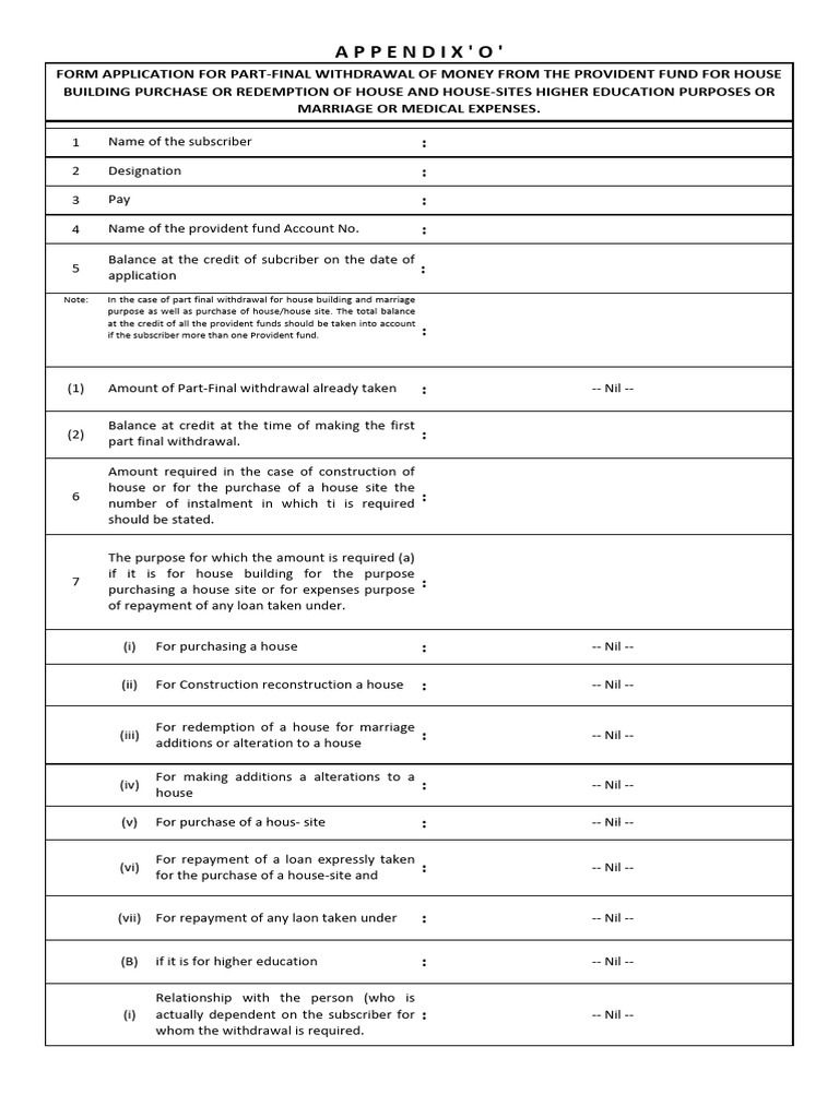 Appendix O Form For GPF Part Final Loan Advance | Download Free PDF | Credit | Finance & Money ...