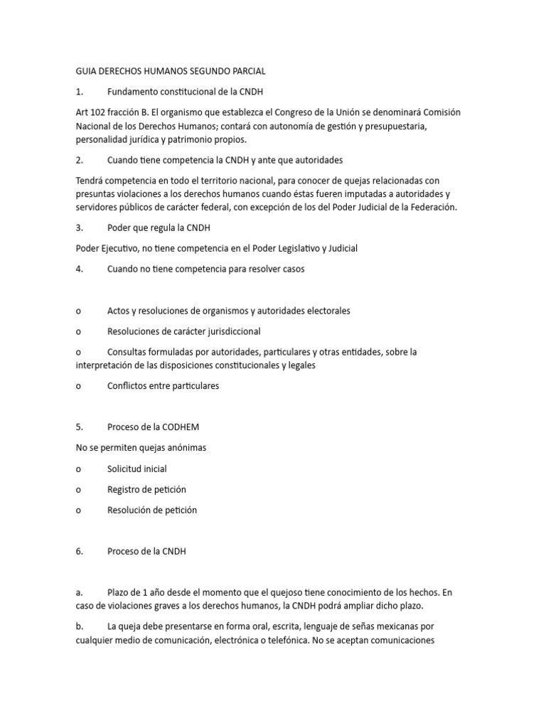 Guia Derechos Humanos Segundo Parcial | PDF | Gobierno | Justicia