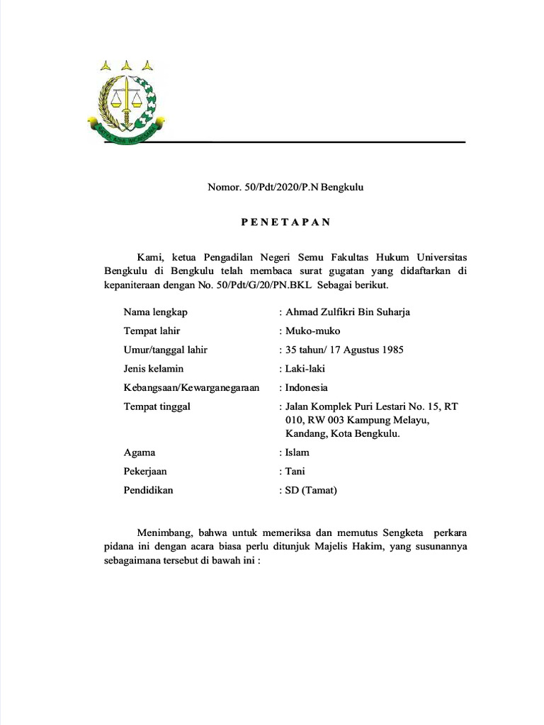 PDF Surat Penunjukan Majelis Hakim Compress | PDF PDF Surat Penunjukan Majelis Hakim Compress | PDF