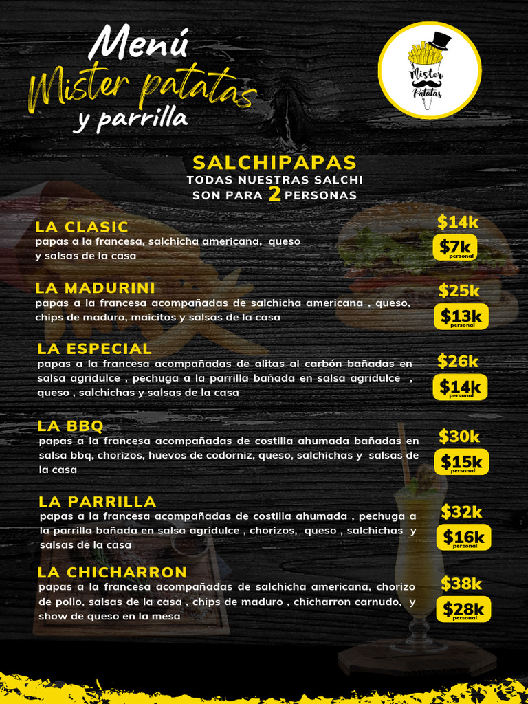 Menú Mister | PDF | Parilla | Comida y bebida