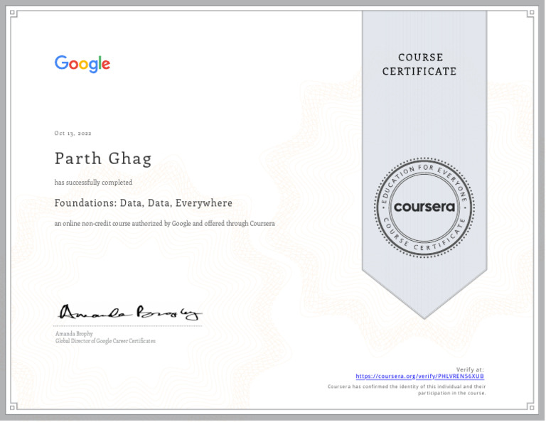 Google Data Analytics Certificate Course 1 of 8 | PDF