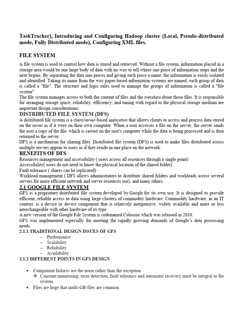 Hadoop and Big Data Unit 2 | PDF | Apache Hadoop | File System