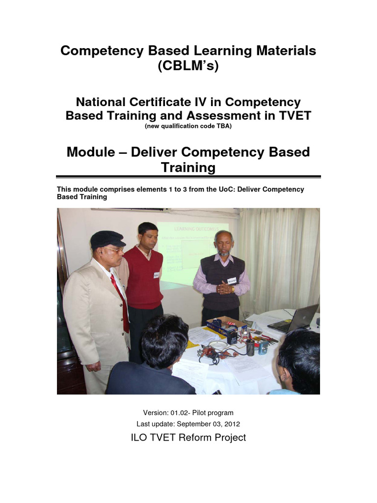 CBLM - Deliver Competency Based Training - Sept - 2012 | PDF | Learning | Educational Technology