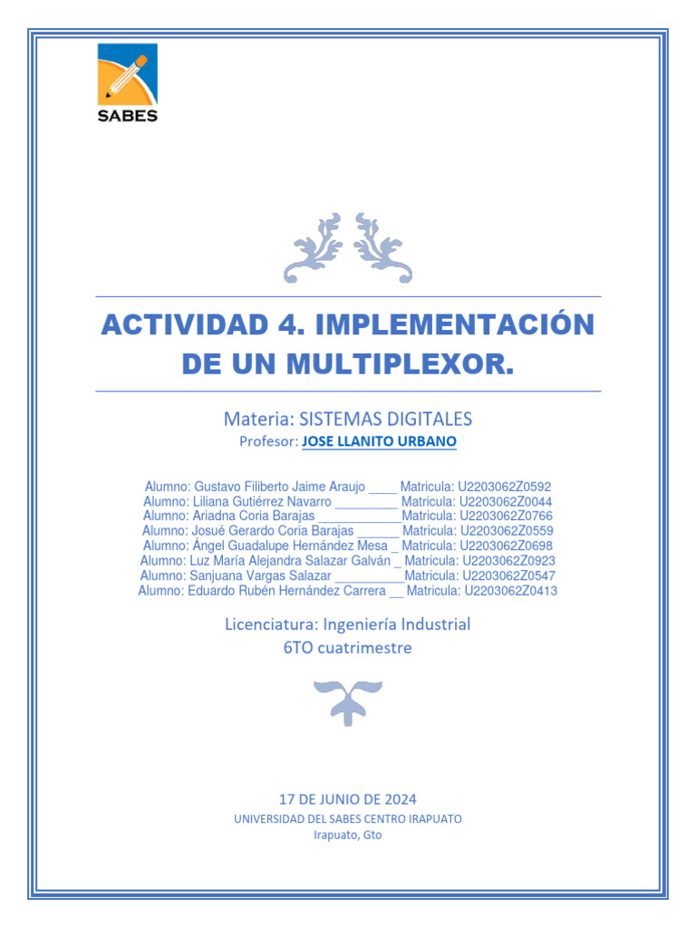 Actividad 4. Implementación de Un Multiplexor. | PDF | Electrónica | Diseño electronico