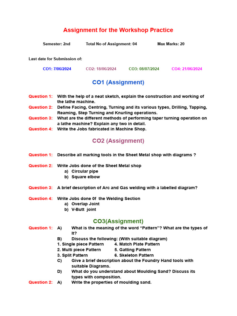 Workshop Assignment 2024 | PDF | Welding | Construction