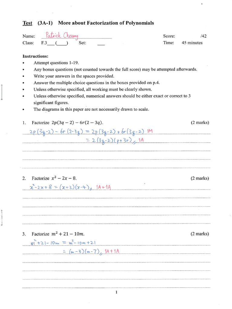 (3A-1) Test Sol | PDF