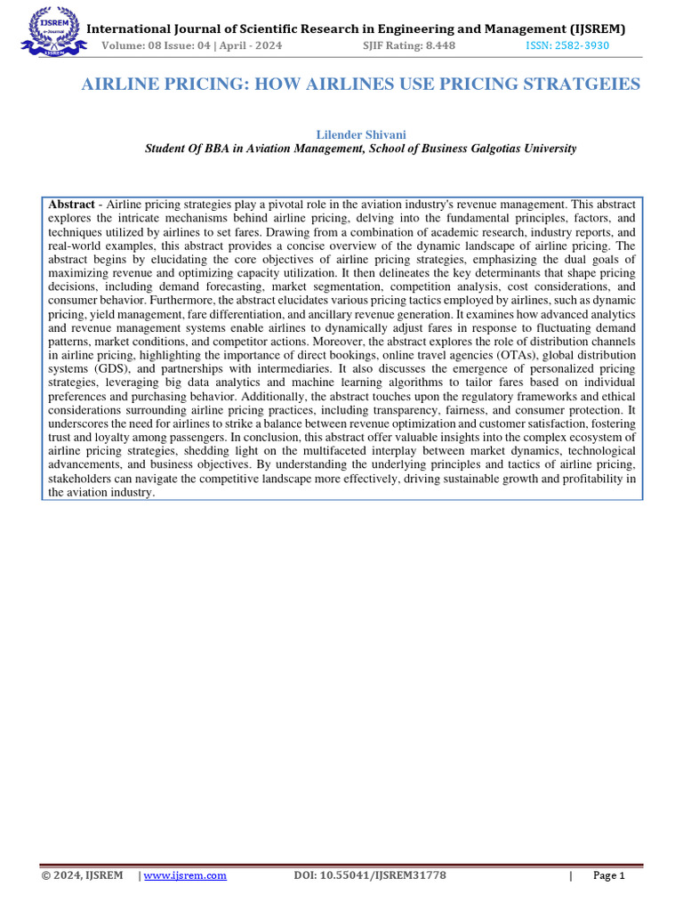 Airline Pricing | PDF | Data Analysis | Pricing
