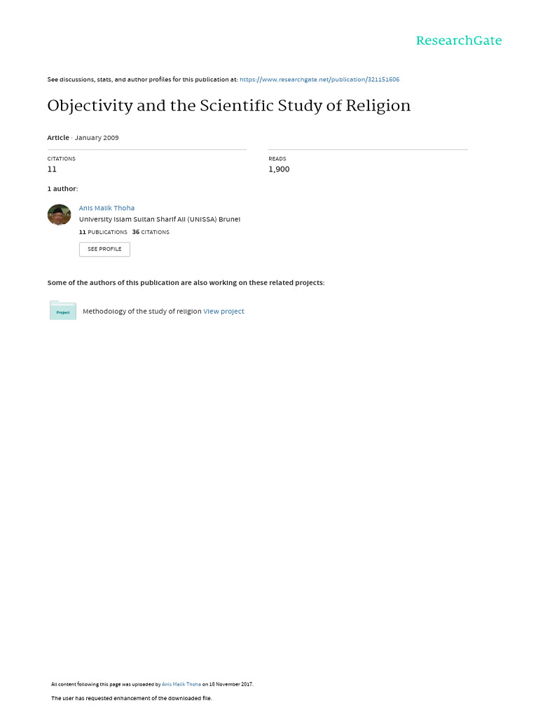 Objectivity and The Scientific Study of Religion | PDF | Religious ...
