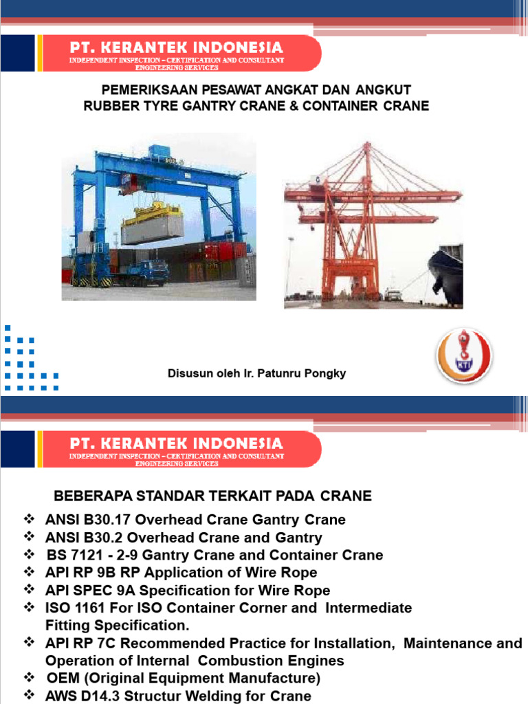 1b.pemeriksaan Pa Dan Container Crane | PDF | Screw | Crane (Machine)