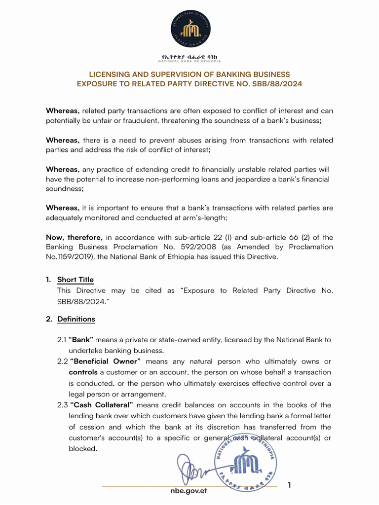 Exposure to Related Party Directive SBB/88/2024 | PDF | Audit ...