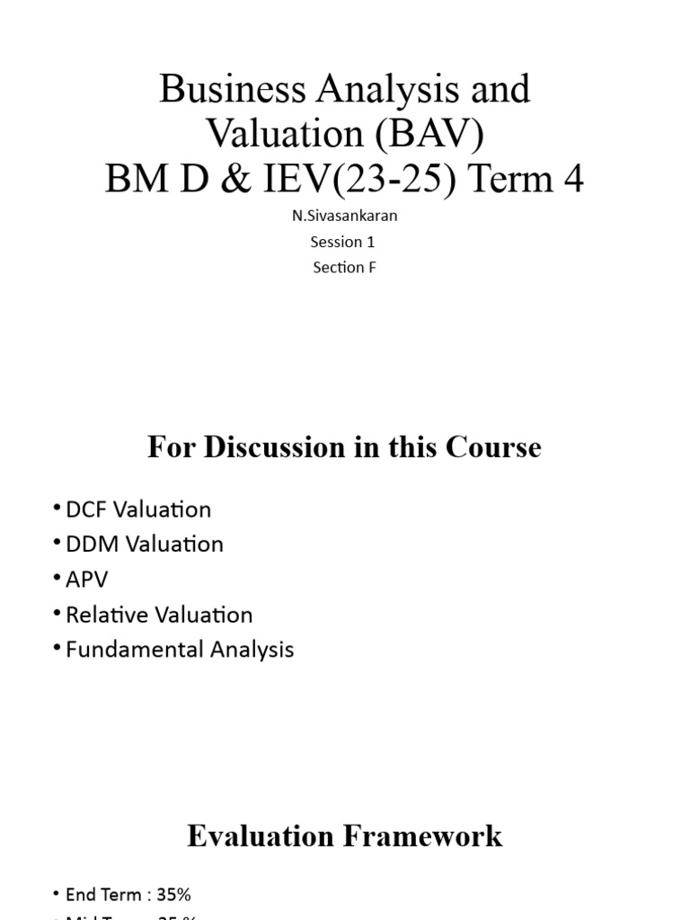 Business Analysis and Valuation (BAV) BM D & IEV (23-25) Term 4 | PDF | Valuation (Finance ...