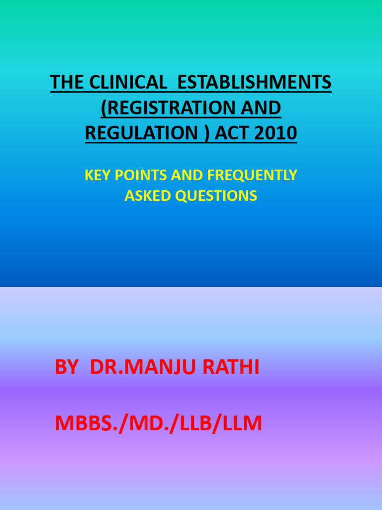 The Clinical Establishments (Registration and Regulation) | PDF ...