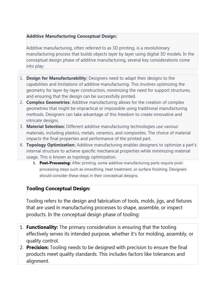 Additive Manufacturing Conceptual Design | PDF | 3 D Printing | Secondary Sector Of The Economy