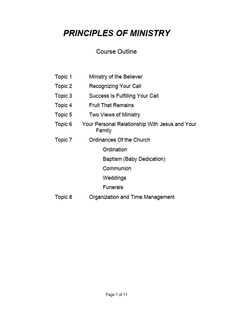 Principles of Ministry | PDF | Jesus | Sacraments