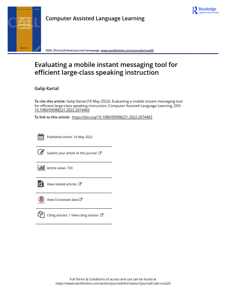 Evaluating A Mobile Instant Messaging Tool For Efficient Large-Class ...