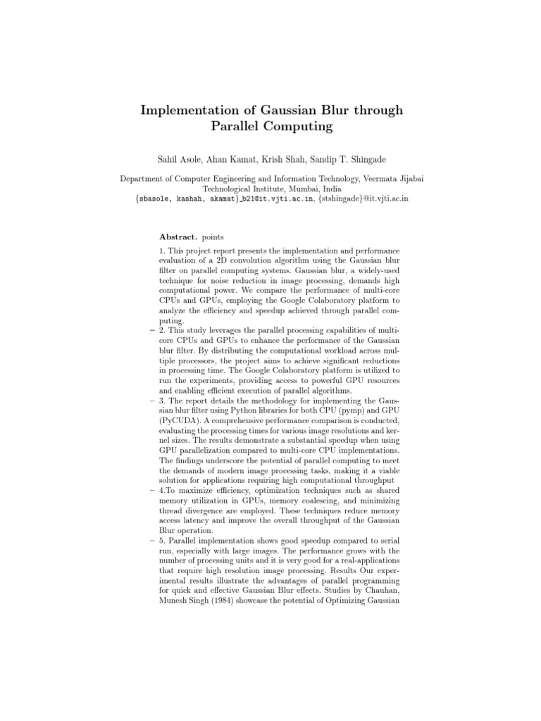 Pc Project Report Latex Pdf Graphics Processing Unit Parallel